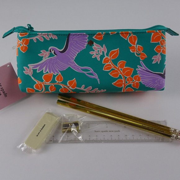 kate spade | Office | Kate Spade Bird Party Pencil Case Pouch Set New ...